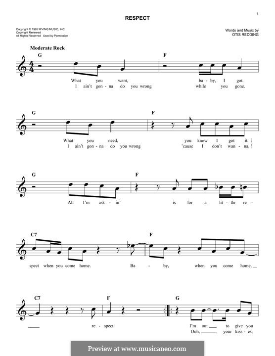 Vocal version (Respect (Aretha Franklin)) by O. Redding on MusicaNeo