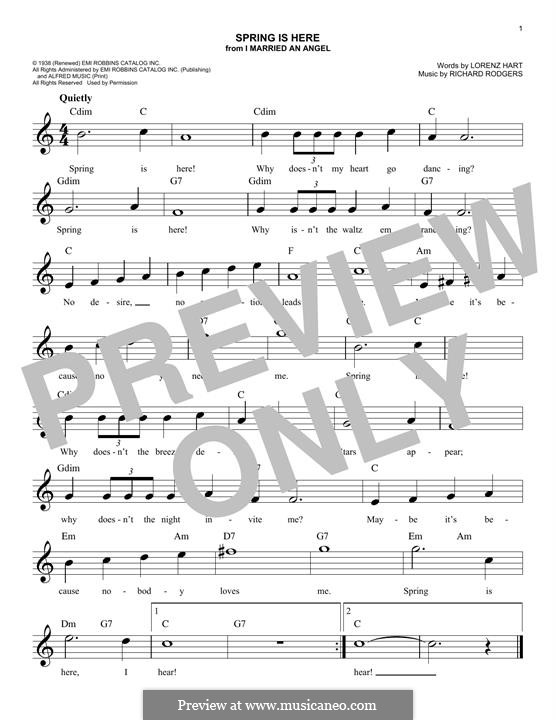 Spring is Here by R. Rodgers - sheet music on MusicaNeo
