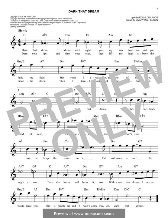 Darn That Dream by J.V. Heusen - sheet music on MusicaNeo