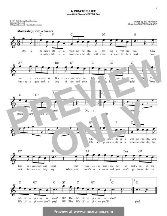 A Pirate's Life by O. Wallace - sheet music on MusicaNeo