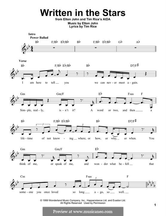 Written in the Stars by E. John - sheet music on MusicaNeo