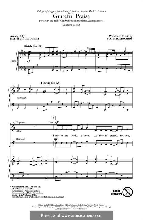 Grateful Praise by K. Christopher - sheet music on MusicaNeo