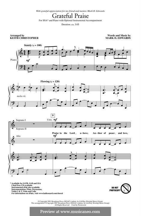 Grateful Praise by K. Christopher - sheet music on MusicaNeo