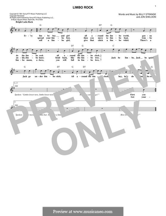Limbo Rock by B. Strange, J. Sheldon - sheet music on MusicaNeo