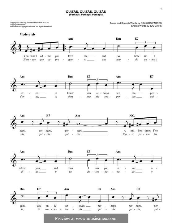 Quizas, Quizas, Quizas (Perhaps, Perhaps, Perhaps) by O. Farres on ... Quizas, Quizas, Quizas (Perhaps, Perhaps, Perhaps) by O. Farres on ...