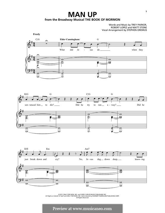 Man Up (from The Book of Mormon) by R. Lopez, T. Parker, M. Stone on ...