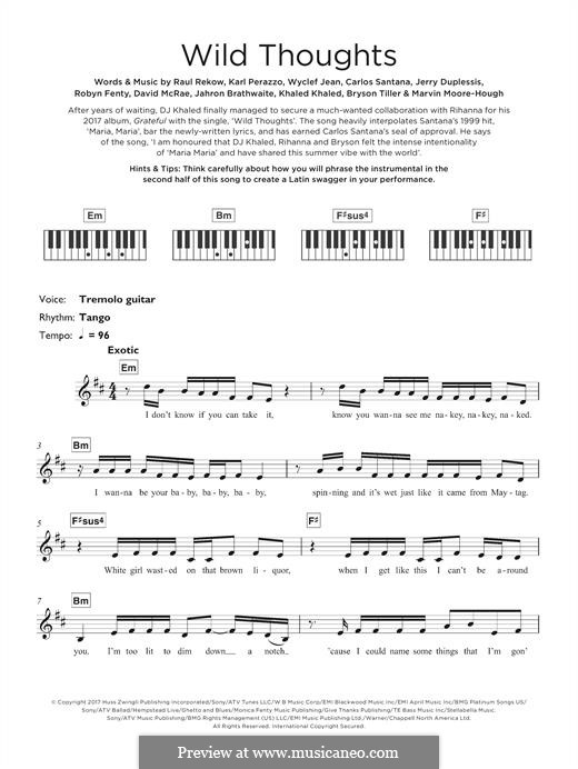 Wild Thoughts by Rihanna, K.M. Khaled, B. Tiller - sheet music on MusicaNeo