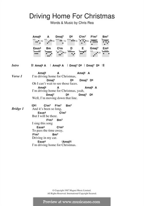 Driving Home for Christmas by C. Rea - sheet music on MusicaNeo