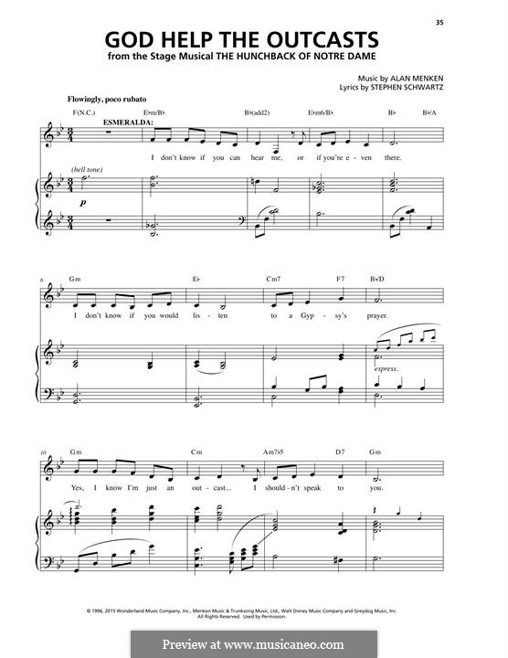 God Help the Outcasts (from The Hunchback of Notre Dame) by A. Menken ...