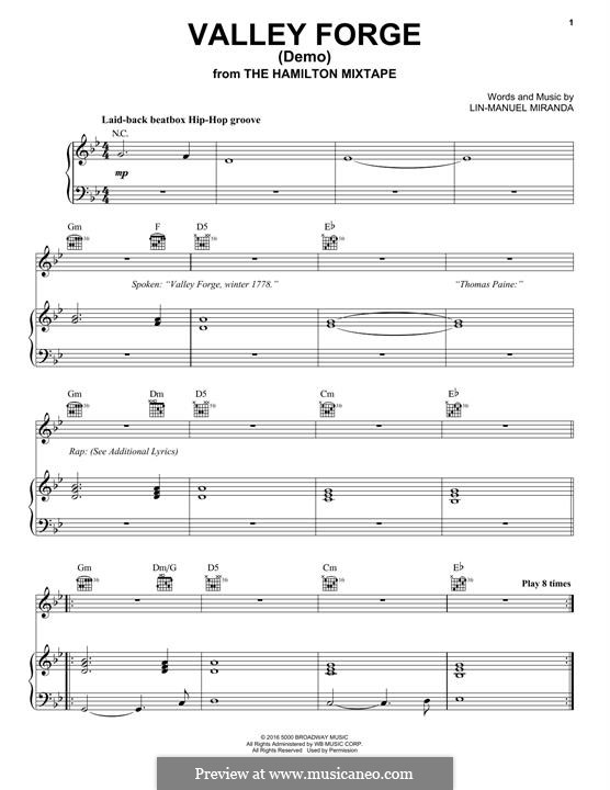 Valley Forge (Demo) by L. Miranda - sheet music on MusicaNeo