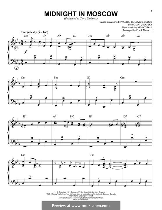 Midnight in Moscow by K. Ball - sheet music on MusicaNeo