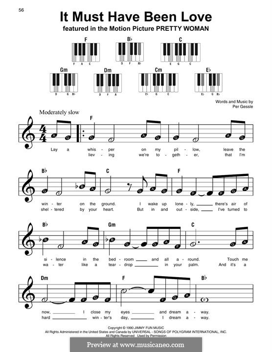 It Must Have Been Love (Roxette) by P. Gessle - sheet music on MusicaNeo