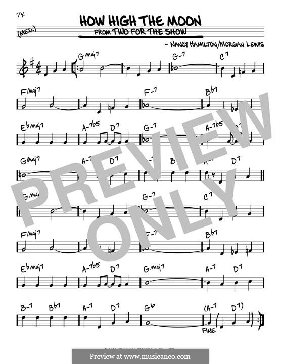 How High the Moon (Ella Fitzgerald) by M. Lewis - sheet music on MusicaNeo