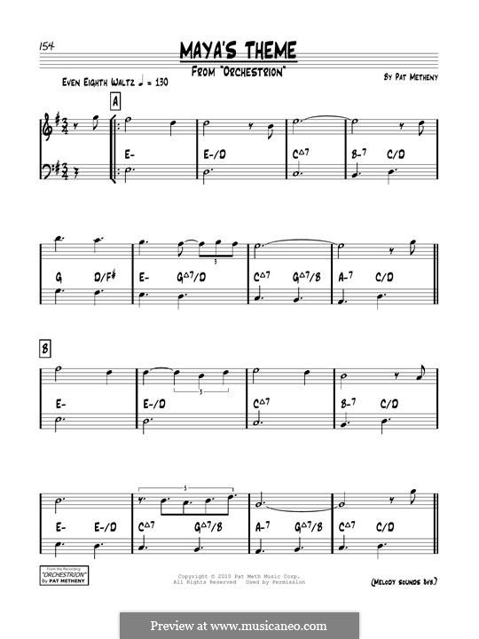 Maya's Theme by P. Metheny - sheet music on MusicaNeo