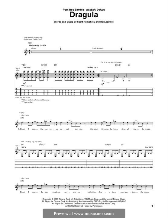 Dragula by S. Humphrey, Rob Zombie - sheet music on MusicaNeo