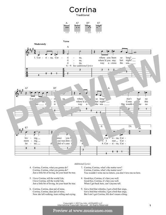 Corrina by folklore - sheet music on MusicaNeo
