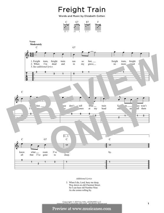 Freight Train by E. Cotten - sheet music on MusicaNeo