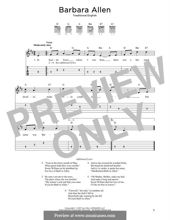 Barbara Allen by folklore - free download on MusicaNeo