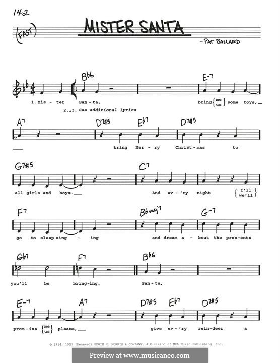 Mister Santa by P. Ballard - sheet music on MusicaNeo
