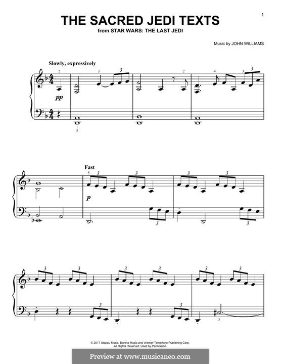 The Sacred Jedi Texts by J. Williams - sheet music on MusicaNeo