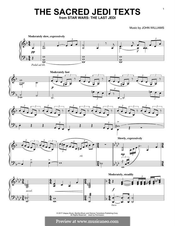 The Sacred Jedi Texts by J. Williams - sheet music on MusicaNeo