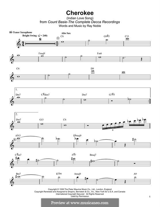 Cherokee by R. Noble - sheet music on MusicaNeo