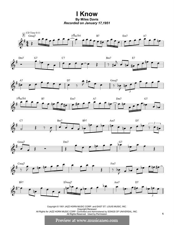 I Know by M. Davis - sheet music on MusicaNeo