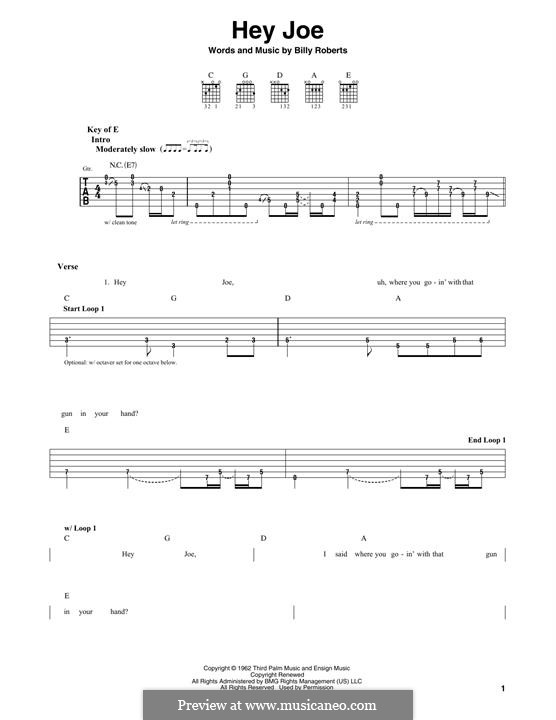 Hey Joe by B. Roberts - sheet music on MusicaNeo