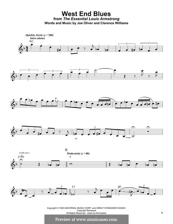 West End Blues by C. Williams, J.'. Oliver - sheet music on MusicaNeo