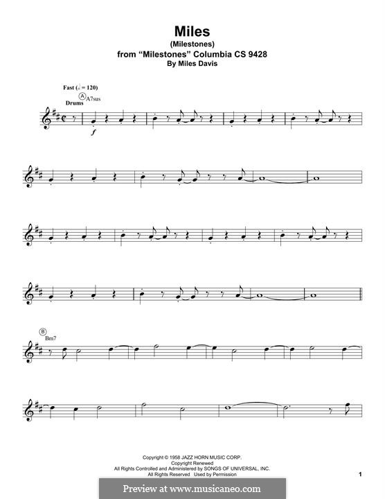 Miles by M. Davis - sheet music on MusicaNeo