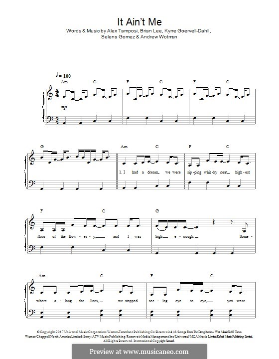 It ain't Me (Kygo and Selena Gomez) by B. Lee, A. Tamposi, S. Gomez, A ...