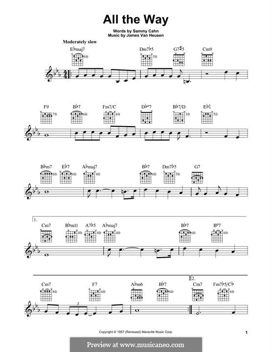 All the Way (Frank Sinatra) by J.V. Heusen - sheet music on MusicaNeo