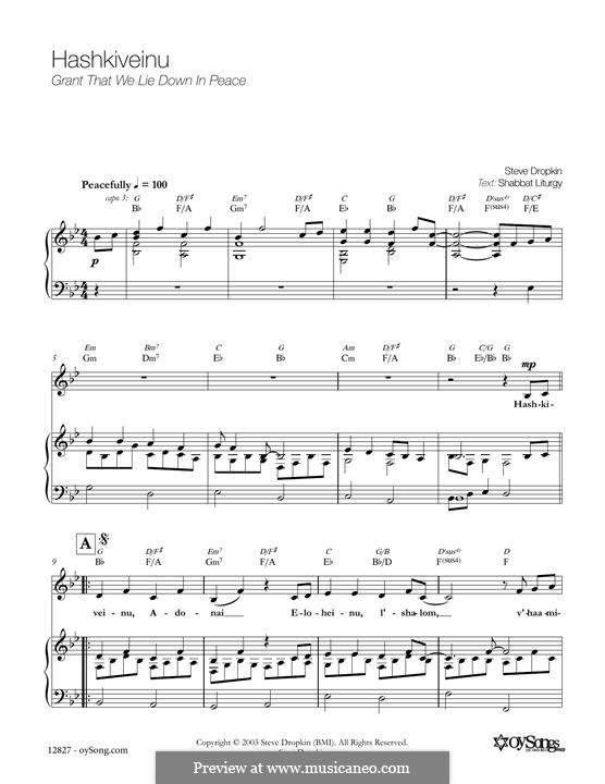 Hashkiveinu by S. Dropkin - sheet music on MusicaNeo