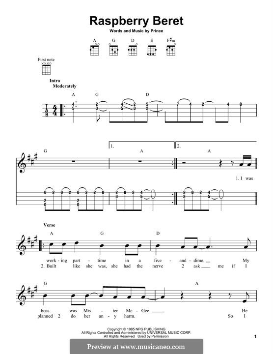 Raspberry Beret by Prince - sheet music on MusicaNeo