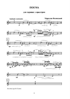 Poem for violin and orchestra by M. Wolynskij - sheet music on MusicaNeo