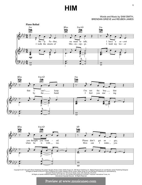 Him by Sam Smith, B. Grieve, R. James - sheet music on MusicaNeo