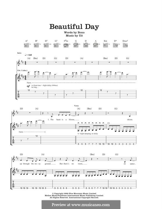 Beautiful Day by U2 - sheet music on MusicaNeo