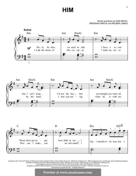 Him by Sam Smith, B. Grieve, R. James - sheet music on MusicaNeo