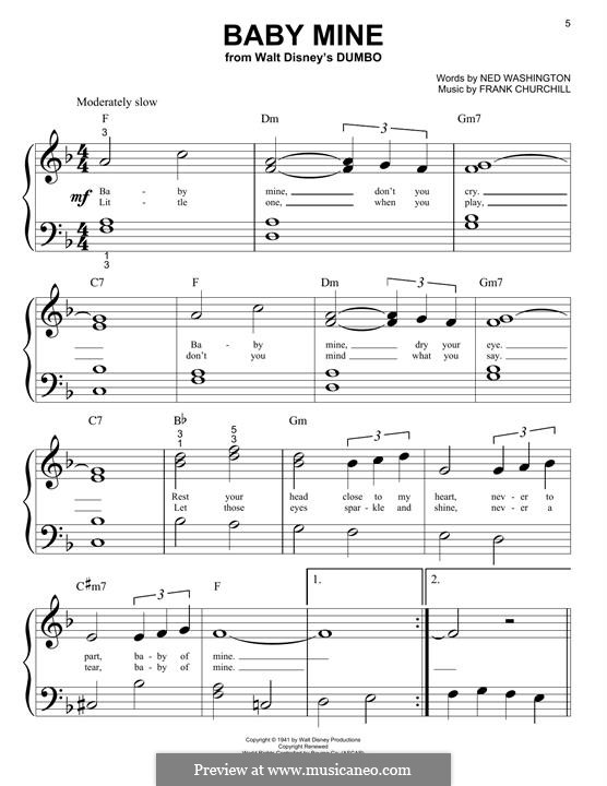 Baby Mine (from Walt Disney's Dumbo) by F. Churchill on MusicaNeo