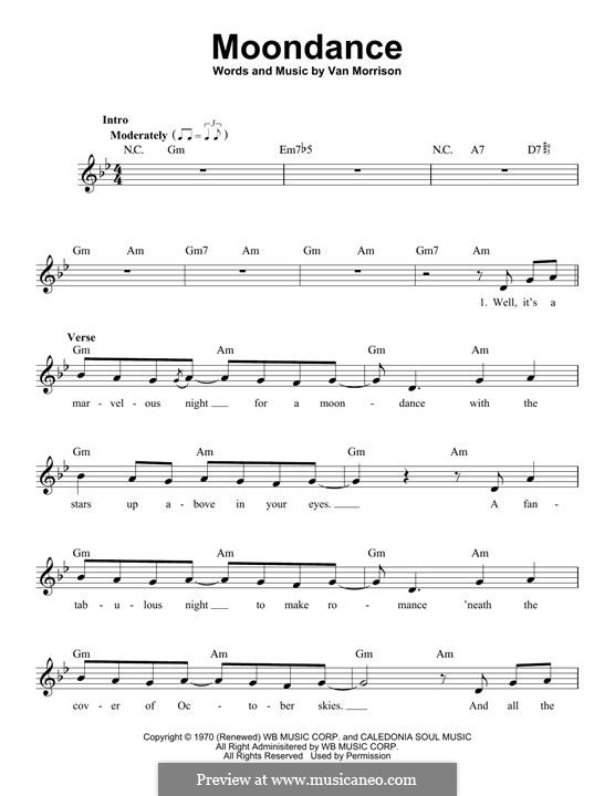 Moondance by V. Morrison - sheet music on MusicaNeo