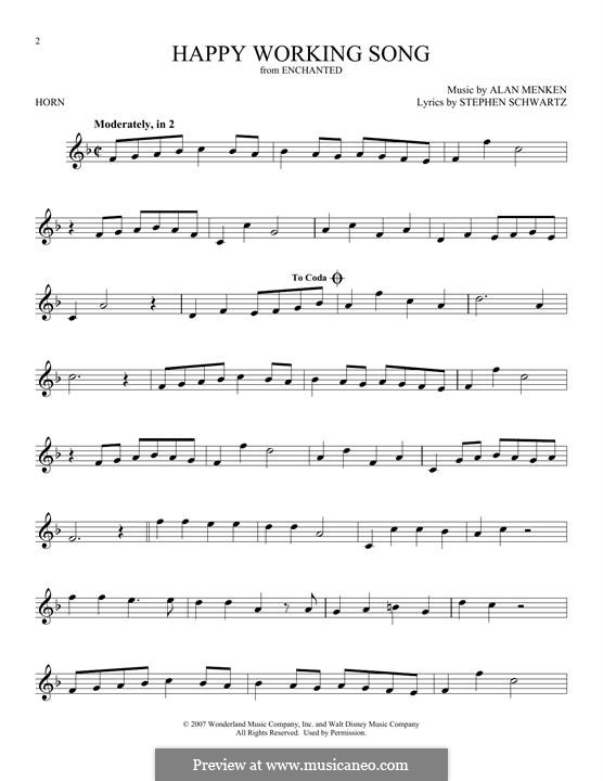 Happy Working Song (from Enchanted) by A. Menken - sheet music on MusicaNeo