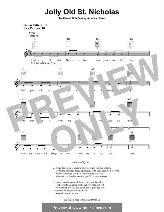 Jolly Old St. Nicholas by folklore - sheet music on MusicaNeo