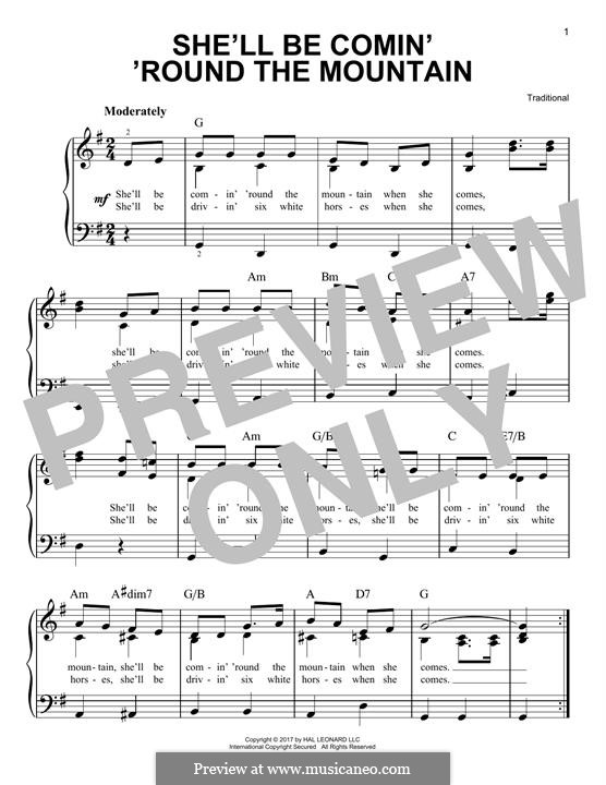 She'll Be Comin' 'Round the Mountain by folklore - sheet music on MusicaNeo