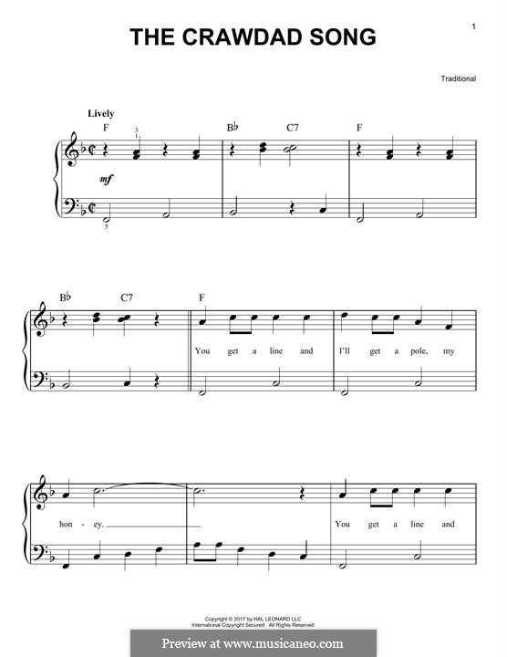 The Crawdad Song by folklore - sheet music on MusicaNeo