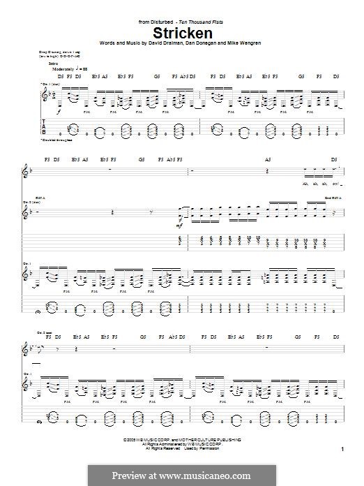 Stricken (Disturbed) by D. Donegan, D. Draiman - sheet music on MusicaNeo