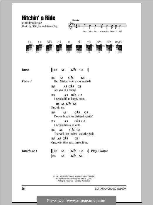 Hitchin' a Ride by Green Day - sheet music on MusicaNeo