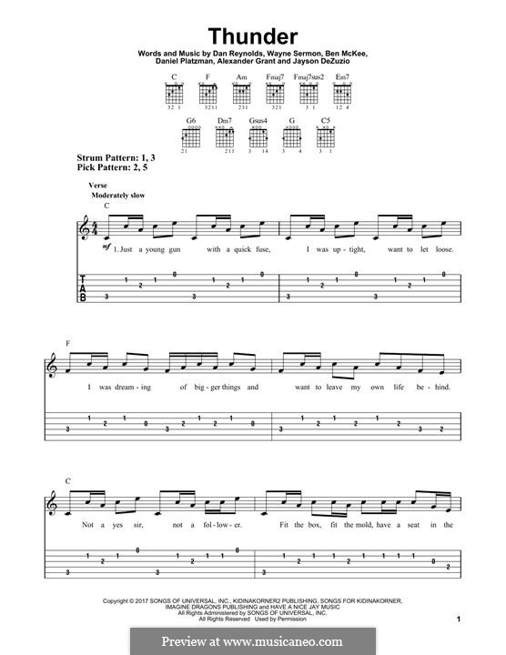 Thunder (Imagine Dragons) by A. Grant, J. Dezuzio, B. McKee, D ...
