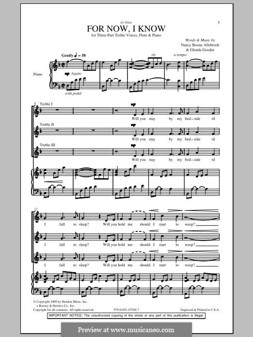 For Now, I Know by G. Goodin, N.B. Allsbrook - sheet music on MusicaNeo