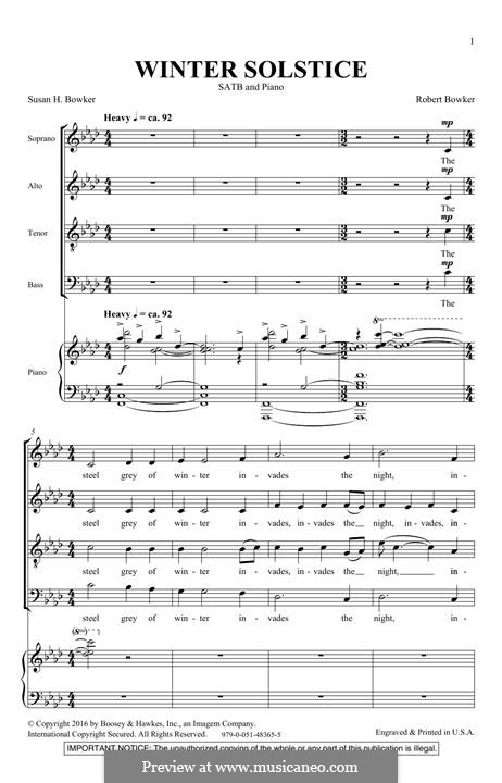 Winter Solstice by R. Bowker - sheet music on MusicaNeo