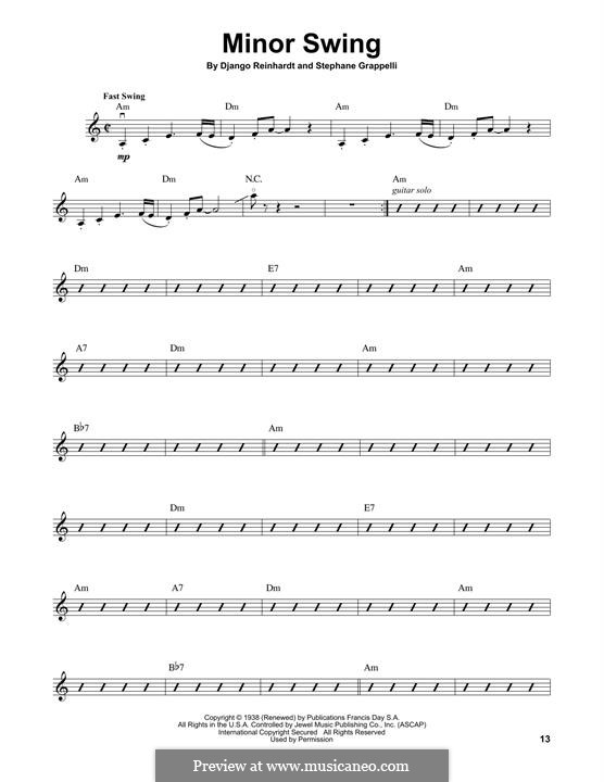 Minor Swing by D. Reinhardt - sheet music on MusicaNeo
